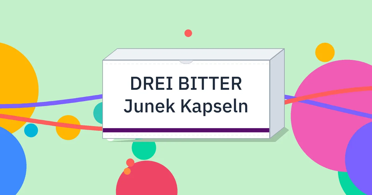 Symbolbild: Packung mit der Aufschrift DREI BITTER Junek Kapseln (PZN 01047647) – Verfügbarkeit und Bezug in Apotheken in Frankfurt am Main
