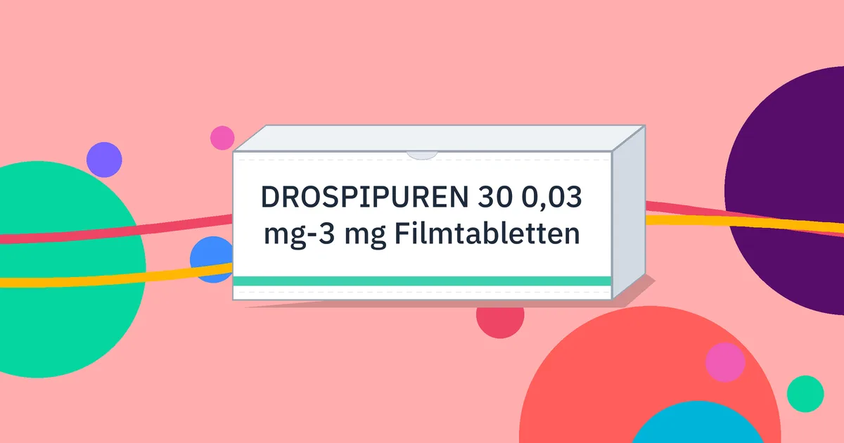 Symbolbild: Packung mit der Aufschrift DROSPIPUREN 30 0,03 mg-3 mg Filmtabletten (PZN 12202631) – Verfügbarkeit und Bezug in Apotheken in Frankfurt am Main