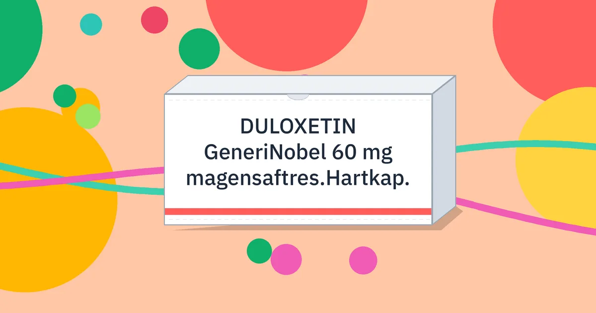 Symbolbild: Packung mit der Aufschrift DULOXETIN GeneriNobel 60 mg magensaftres.Hartkap. (PZN 18785786) – Verfügbarkeit und Bezug in Apotheken in Frankfurt am Main