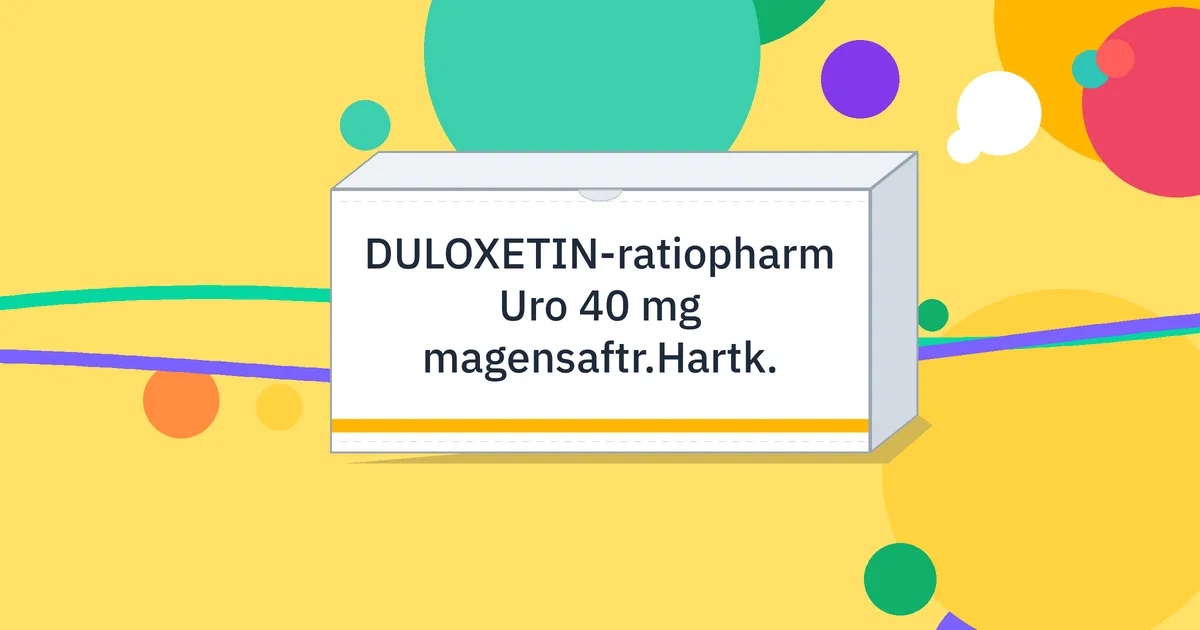 Symbolbild: Packung mit der Aufschrift DULOXETIN-ratiopharm Uro 40 mg magensaftr.Hartk. (PZN 10531193) – Verfügbarkeit und Bezug in Apotheken in Frankfurt am Main