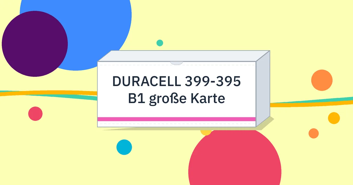 Symbolbild: Packung mit der Aufschrift DURACELL 399-395 B1 große Karte (PZN 10256769) – Verfügbarkeit und Bezug in Apotheken in Frankfurt am Main