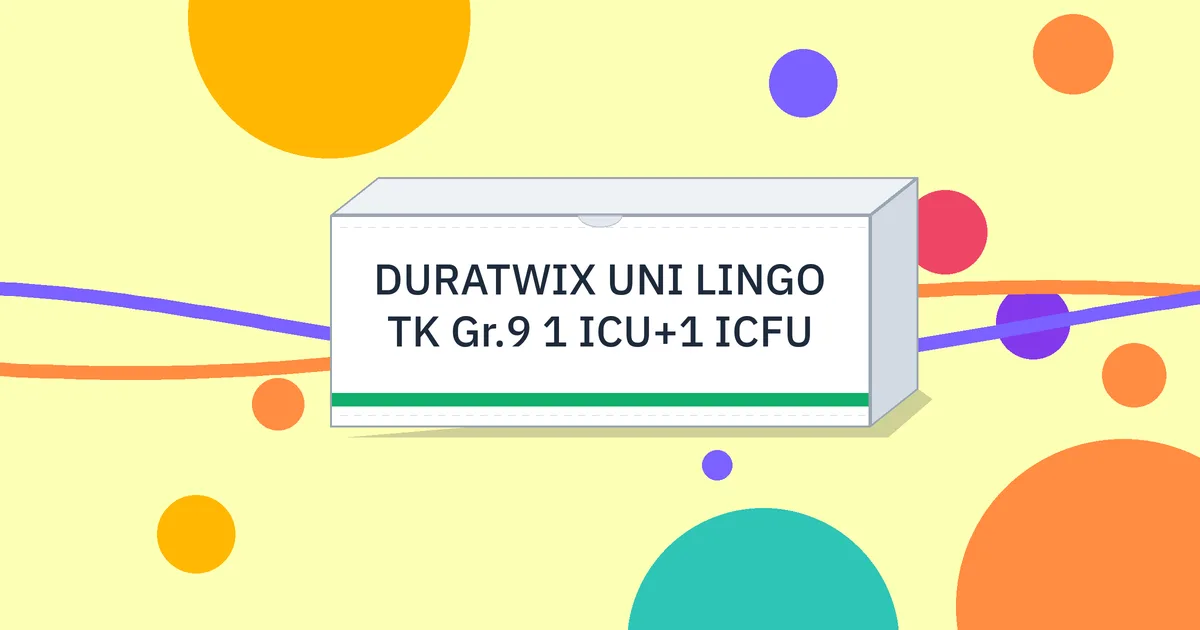 Symbolbild: Packung mit der Aufschrift DURATWIX UNI LINGO TK Gr.9 1 ICU+1 ICFU (PZN 19788195) – Verfügbarkeit und Bezug in Apotheken in Frankfurt am Main