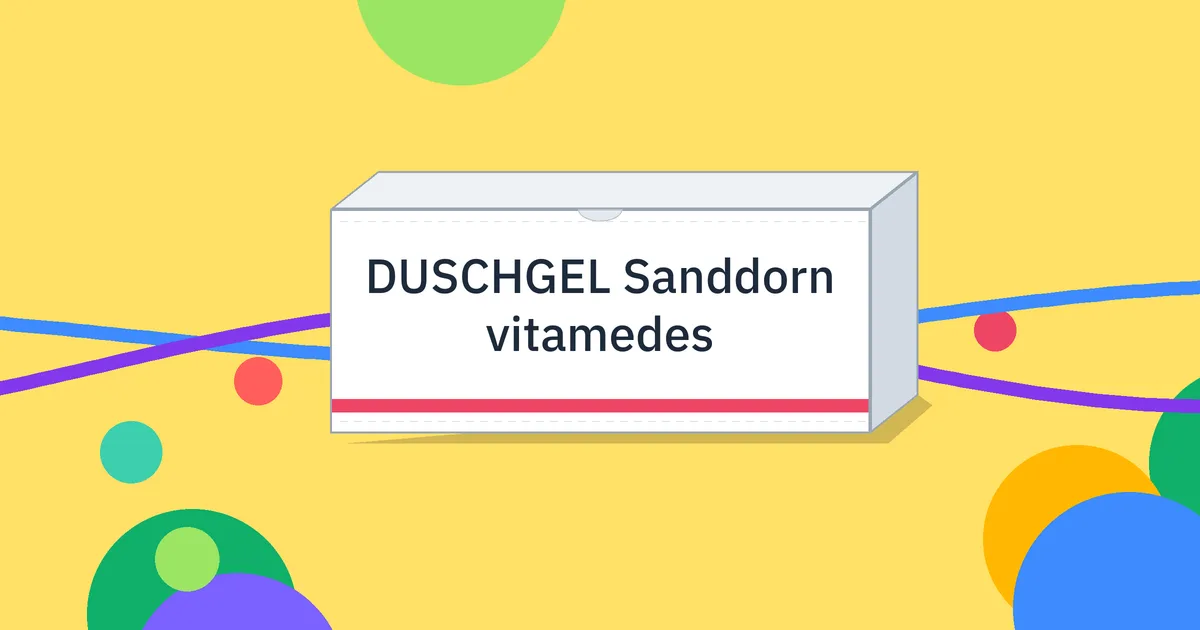 Symbolbild: Packung mit der Aufschrift DUSCHGEL Sanddorn vitamedes (PZN 19782531) – Verfügbarkeit und Bezug in Apotheken in Frankfurt am Main