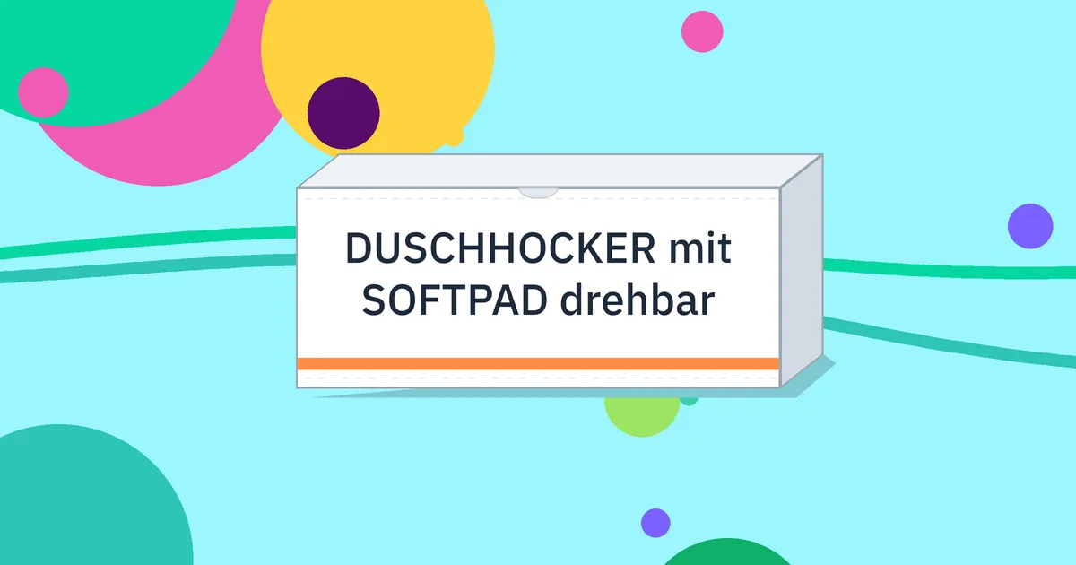 Symbolbild: Packung mit der Aufschrift DUSCHHOCKER mit SOFTPAD drehbar (PZN 19500656) – Verfügbarkeit und Bezug in Apotheken in Frankfurt am Main