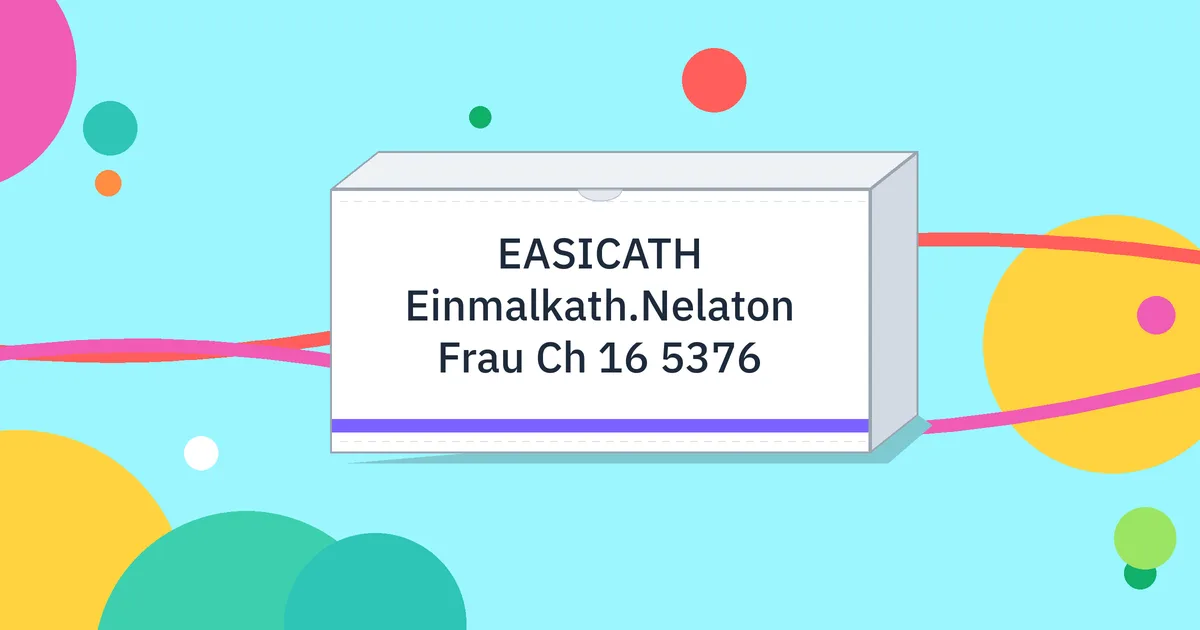 Symbolbild: Packung mit der Aufschrift EASICATH Einmalkath.Nelaton Frau Ch 16 5376 (PZN 00599066) – Verfügbarkeit und Bezug in Apotheken in Frankfurt am Main