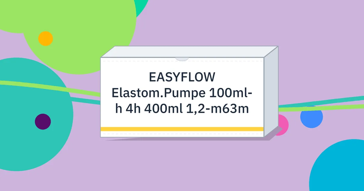 Symbolbild: Packung mit der Aufschrift EASYFLOW Elastom.Pumpe 100ml-h 4h 400ml 1,2-m63m (PZN 19789510) – Verfügbarkeit und Bezug in Apotheken in Frankfurt am Main