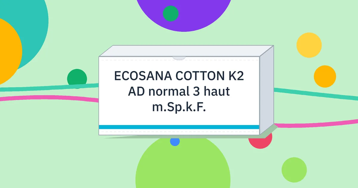 Symbolbild: Packung mit der Aufschrift ECOSANA COTTON K2 AD normal 3 haut m.Sp.k.F. (PZN 16947664) – Verfügbarkeit und Bezug in Apotheken in Frankfurt am Main