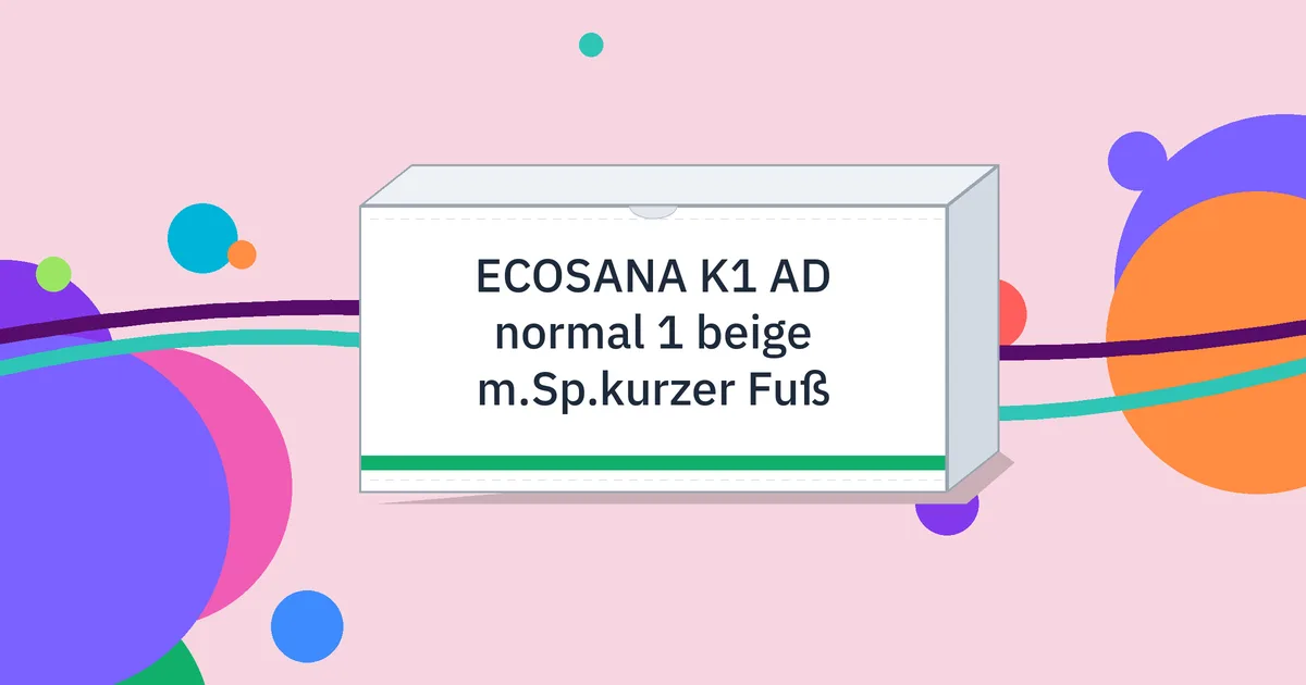 Symbolbild: Packung mit der Aufschrift ECOSANA K1 AD normal 1 beige m.Sp.kurzer Fuß (PZN 04724261) – Verfügbarkeit und Bezug in Apotheken in Frankfurt am Main