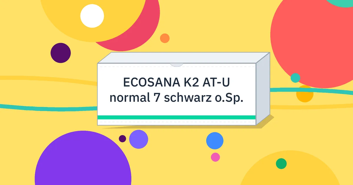 Symbolbild: Packung mit der Aufschrift ECOSANA K2 AT-U normal 7 schwarz o.Sp. (PZN 01594467) – Verfügbarkeit und Bezug in Apotheken in Frankfurt am Main