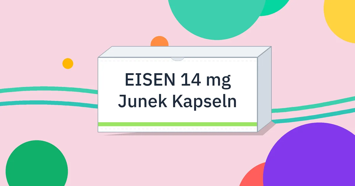 Symbolbild: Packung mit der Aufschrift EISEN 14 mg Junek Kapseln (PZN 07083727) – Verfügbarkeit und Bezug in Apotheken in Frankfurt am Main