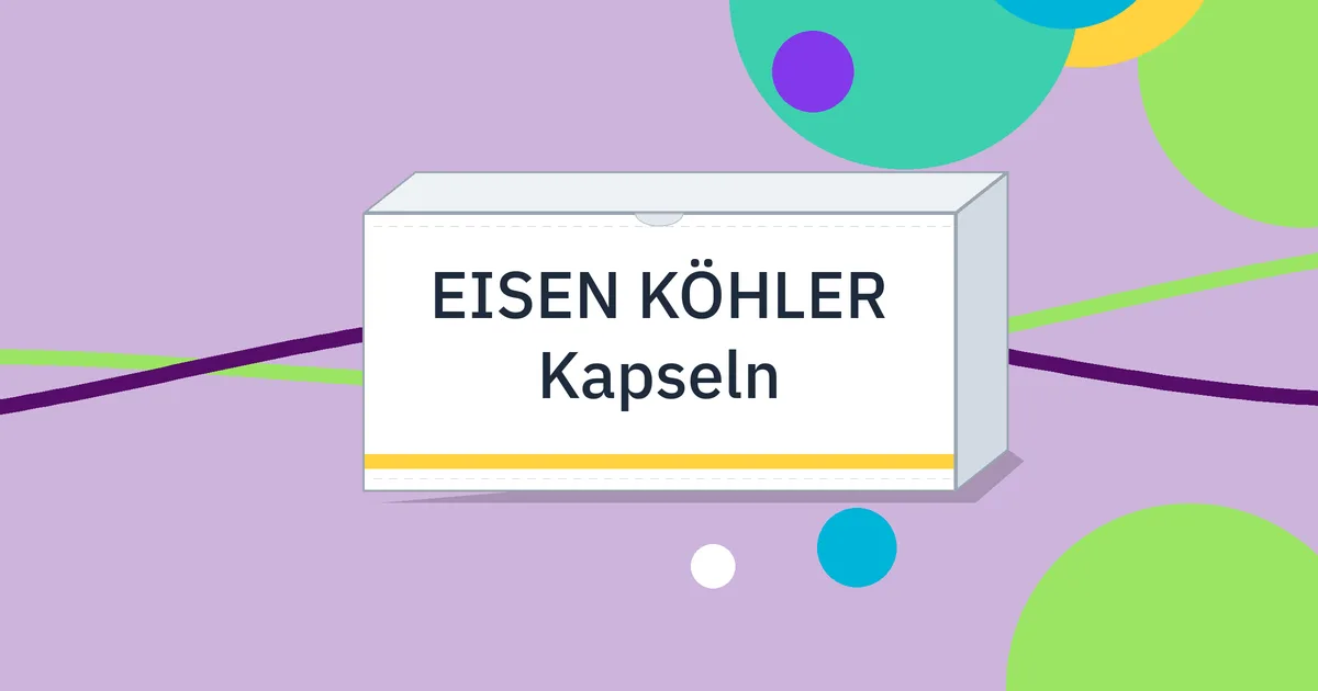 Symbolbild: Packung mit der Aufschrift EISEN KÖHLER Kapseln (PZN 19466391) – Verfügbarkeit und Bezug in Apotheken in Frankfurt am Main