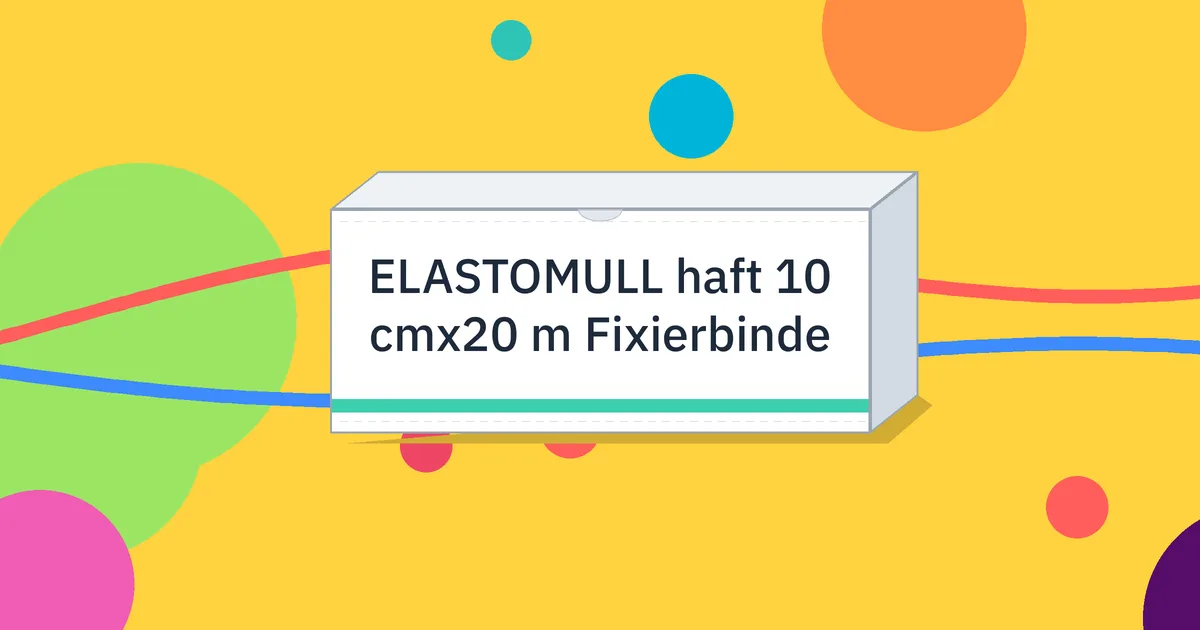 Symbolbild: Packung mit der Aufschrift ELASTOMULL haft 10 cmx20 m Fixierbinde (PZN 18154956) – Verfügbarkeit und Bezug in Apotheken in Frankfurt am Main