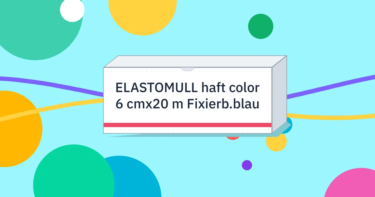 Symbolbild: Packung mit der Aufschrift ELASTOMULL haft color 6 cmx20 m Fixierb.blau (PZN 12776088) – Verfügbarkeit und Bezug in Apotheken in Frankfurt am Main
