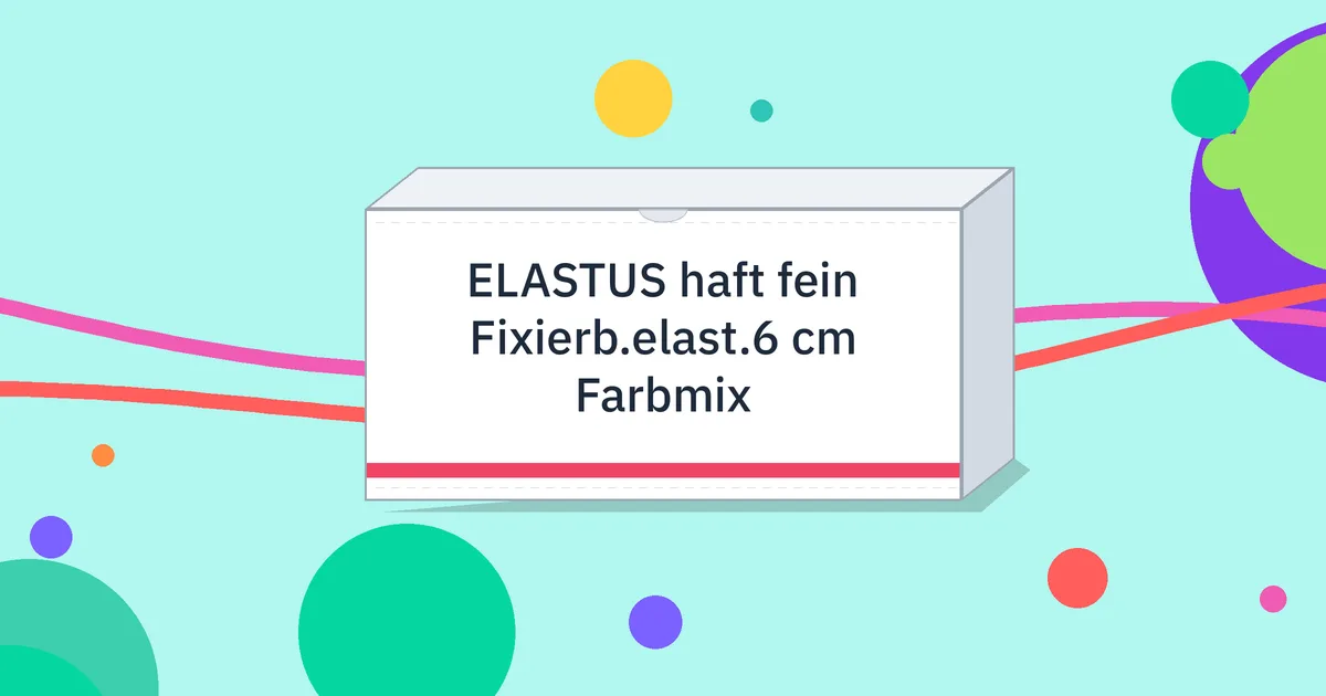 Symbolbild: Packung mit der Aufschrift ELASTUS haft fein Fixierb.elast.6 cm Farbmix (PZN 06684034) – Verfügbarkeit und Bezug in Apotheken in Frankfurt am Main