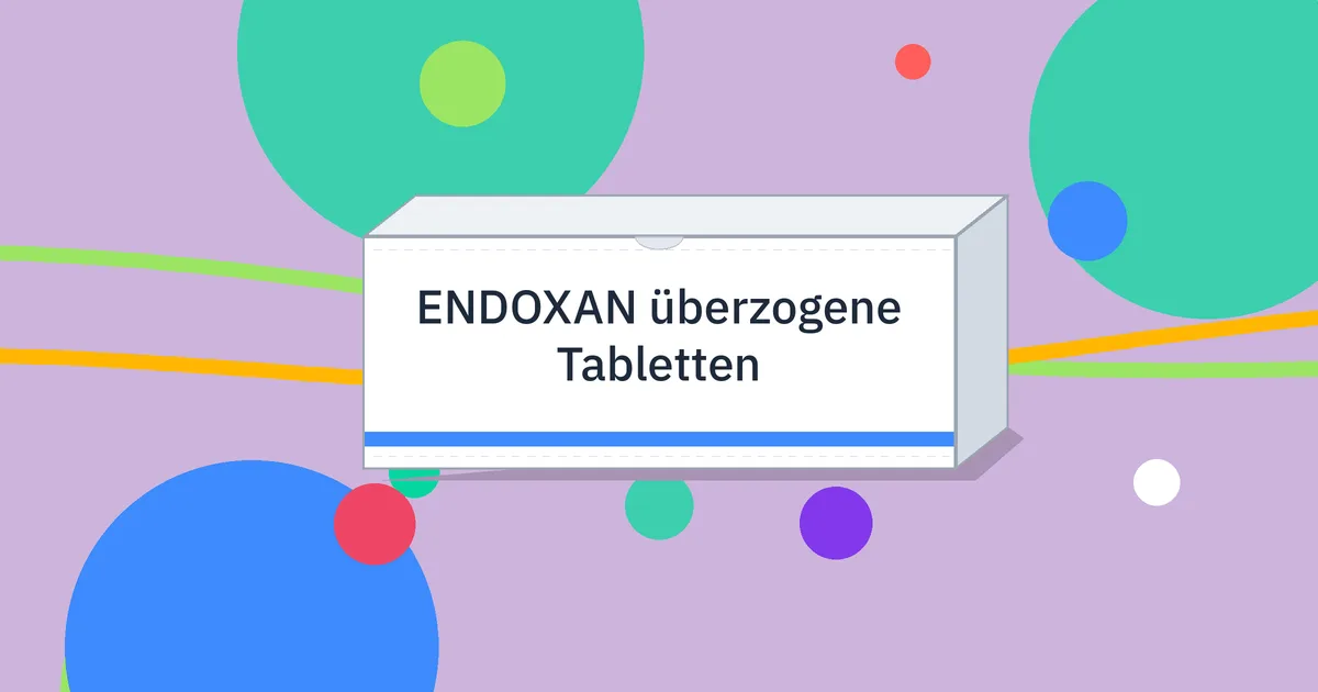 Symbolbild: Packung mit der Aufschrift ENDOXAN überzogene Tabletten (PZN 04959337) – Verfügbarkeit und Bezug in Apotheken in Frankfurt am Main