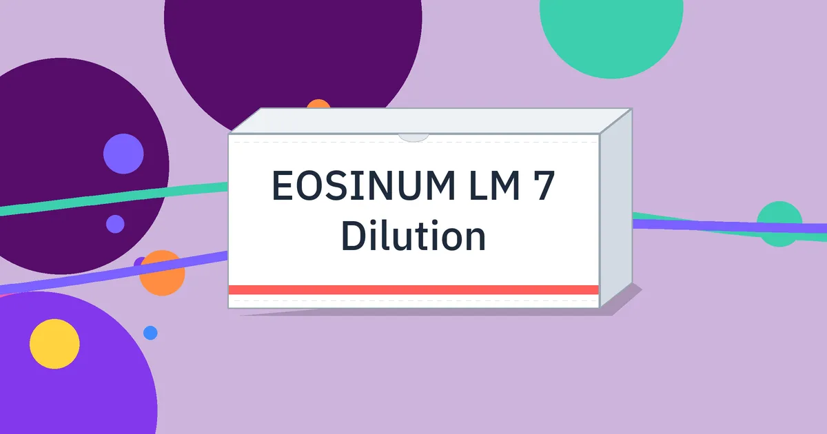 Symbolbild: Packung mit der Aufschrift EOSINUM LM 7 Dilution (PZN 16704542) – Verfügbarkeit und Bezug in Apotheken in Frankfurt am Main