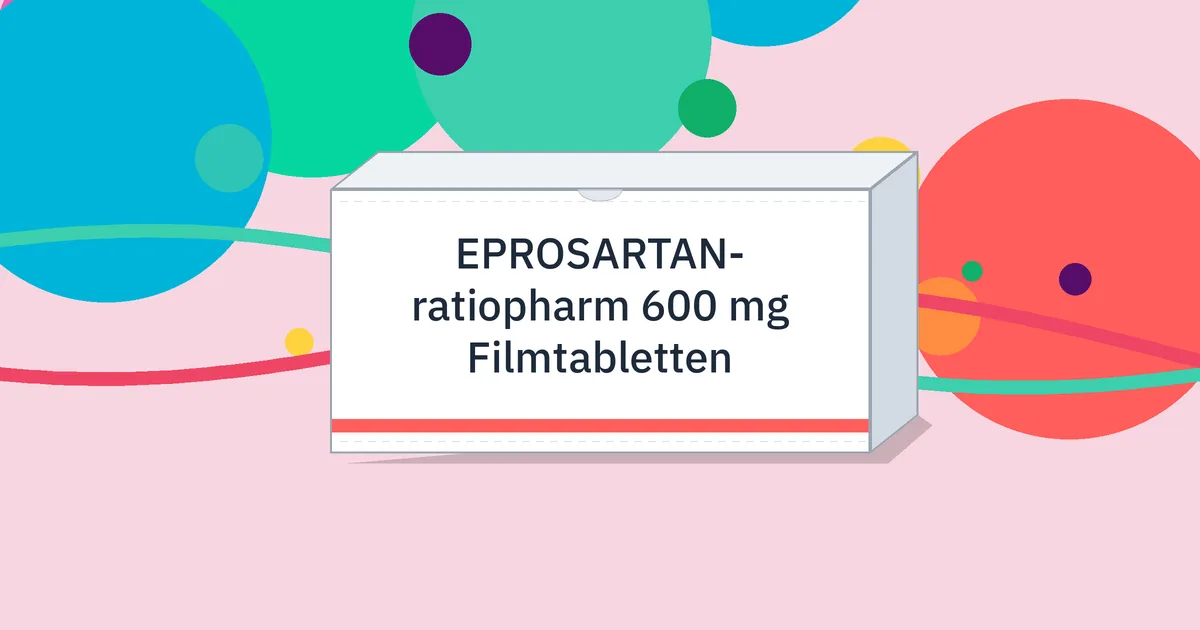 Symbolbild: Packung mit der Aufschrift EPROSARTAN-ratiopharm 600 mg Filmtabletten (PZN 03574569) – Verfügbarkeit und Bezug in Apotheken in Frankfurt am Main