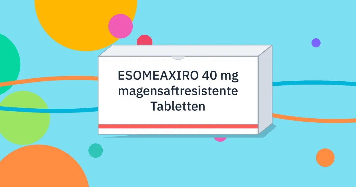 Symbolbild: Packung mit der Aufschrift ESOMEAXIRO 40 mg magensaftresistente Tabletten (PZN 20197602) – Verfügbarkeit und Bezug in Apotheken in Frankfurt am Main