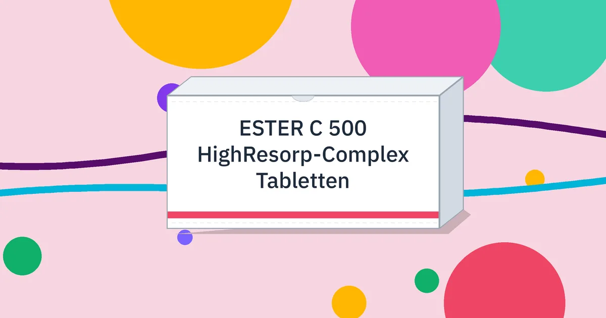 Symbolbild: Packung mit der Aufschrift ESTER C 500 HighResorp-Complex Tabletten (PZN 14352145) – Verfügbarkeit und Bezug in Apotheken in Frankfurt am Main