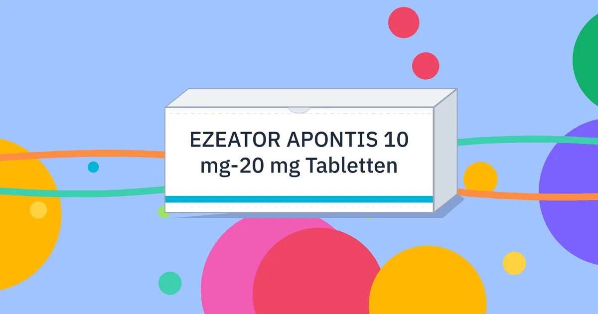 Symbolbild: Packung mit der Aufschrift EZEATOR APONTIS 10 mg-20 mg Tabletten (PZN 16774991) – Verfügbarkeit und Bezug in Apotheken in Frankfurt am Main