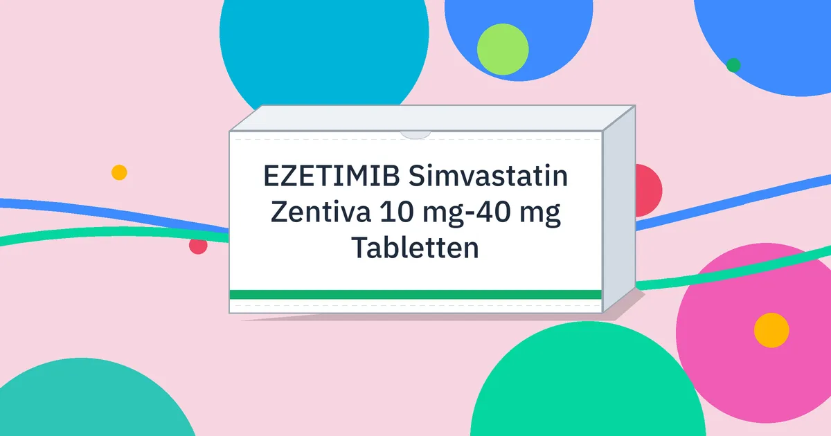 Symbolbild: Packung mit der Aufschrift EZETIMIB Simvastatin Zentiva 10 mg-40 mg Tabletten (PZN 14221182) – Verfügbarkeit und Bezug in Apotheken in Frankfurt am Main