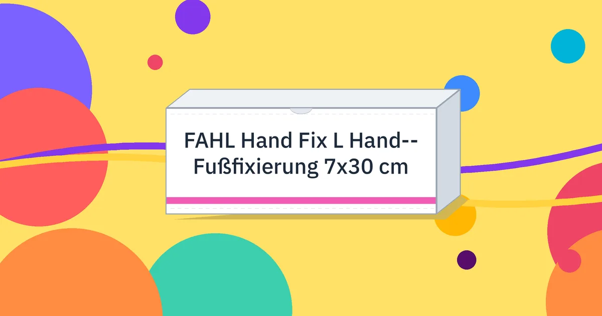 Symbolbild: Packung mit der Aufschrift FAHL Hand Fix L Hand-- Fußfixierung 7x30 cm (PZN 19428249) – Verfügbarkeit und Bezug in Apotheken in Frankfurt am Main