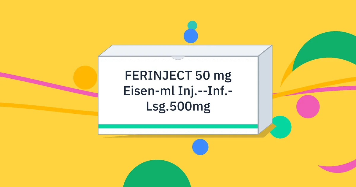 Symbolbild: Packung mit der Aufschrift FERINJECT 50 mg Eisen-ml Inj.--Inf.-Lsg.500mg (PZN 01152002) – Verfügbarkeit und Bezug in Apotheken in Frankfurt am Main