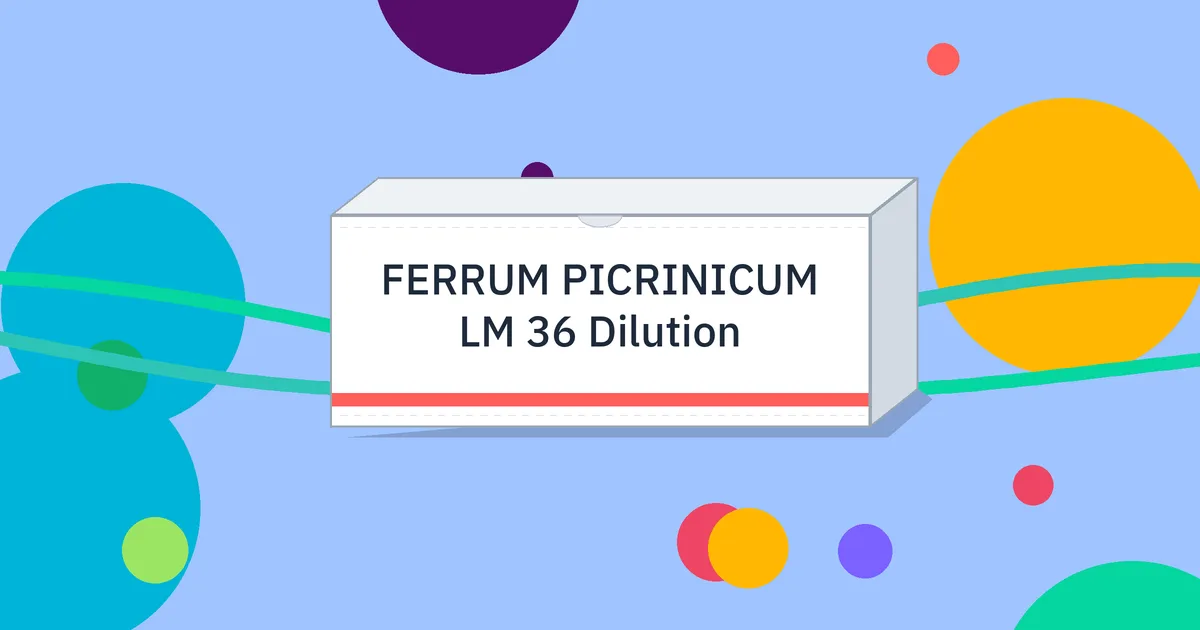Symbolbild: Packung mit der Aufschrift FERRUM PICRINICUM LM 36 Dilution (PZN 12852777) – Verfügbarkeit und Bezug in Apotheken in Frankfurt am Main