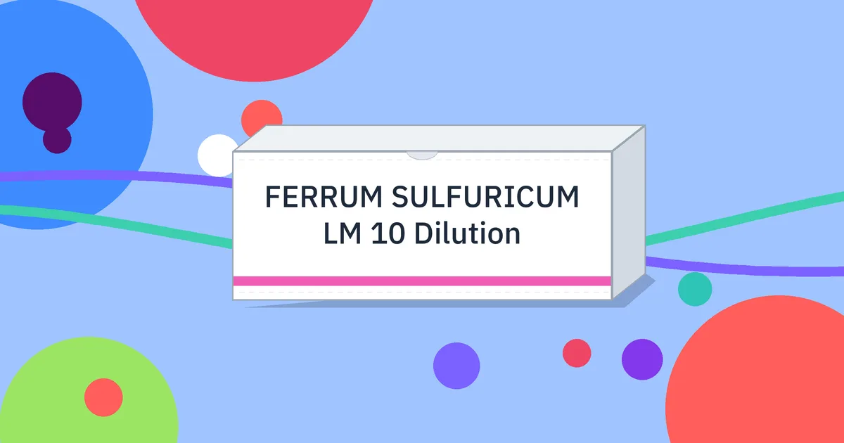 Symbolbild: Packung mit der Aufschrift FERRUM SULFURICUM LM 10 Dilution (PZN 12853481) – Verfügbarkeit und Bezug in Apotheken in Frankfurt am Main