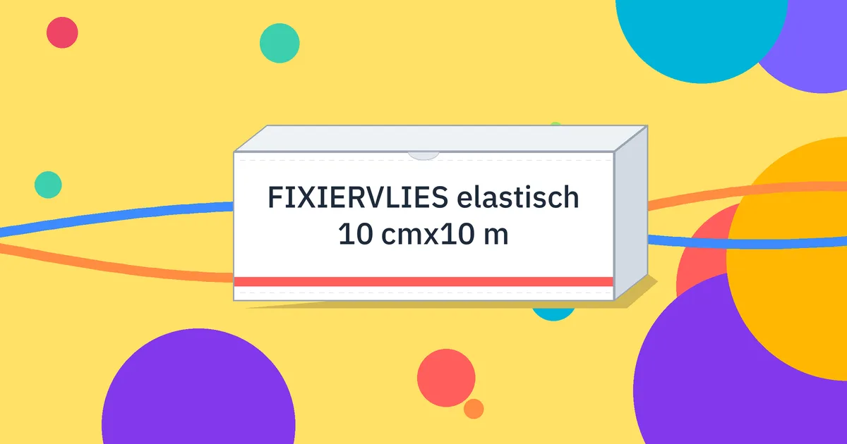 Symbolbild: Packung mit der Aufschrift FIXIERVLIES elastisch 10 cmx10 m (PZN 09729180) – Verfügbarkeit und Bezug in Apotheken in Frankfurt am Main