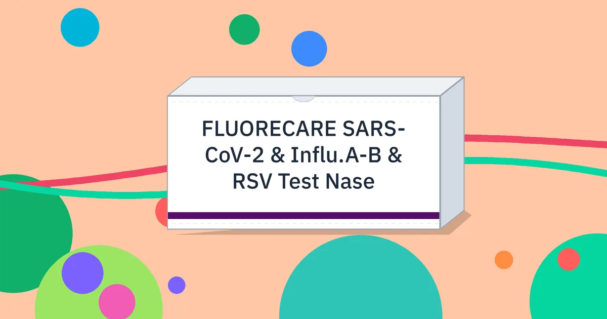Symbolbild: Packung mit der Aufschrift FLUORECARE SARS-CoV-2 & Influ.A-B & RSV Test Nase (PZN 19205851) – Verfügbarkeit und Bezug in Apotheken in Frankfurt am Main