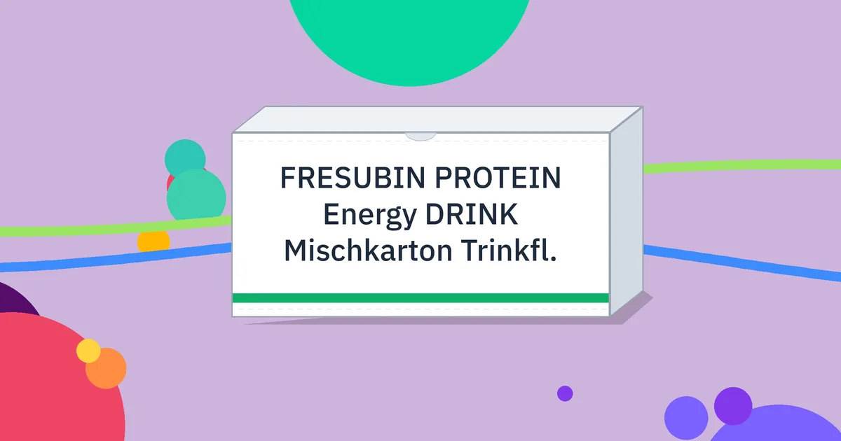 Symbolbild: Packung mit der Aufschrift FRESUBIN PROTEIN Energy DRINK Mischkarton Trinkfl. (PZN 16760888) – Verfügbarkeit und Bezug in Apotheken in Frankfurt am Main