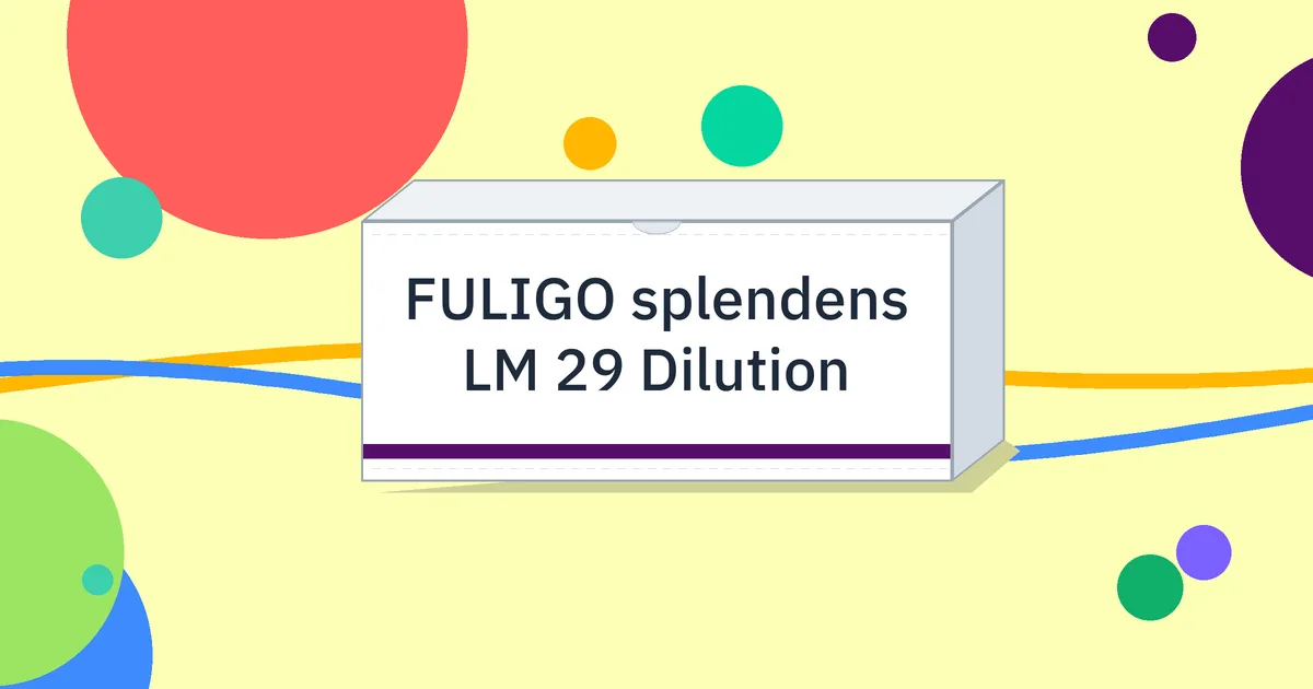 Symbolbild: Packung mit der Aufschrift FULIGO splendens LM 29 Dilution (PZN 13493636) – Verfügbarkeit und Bezug in Apotheken in Frankfurt am Main