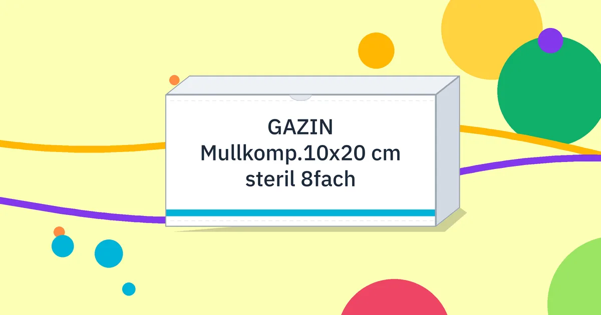 Symbolbild: Packung mit der Aufschrift GAZIN Mullkomp.10x20 cm steril 8fach (PZN 18658622) – Verfügbarkeit und Bezug in Apotheken in Frankfurt am Main