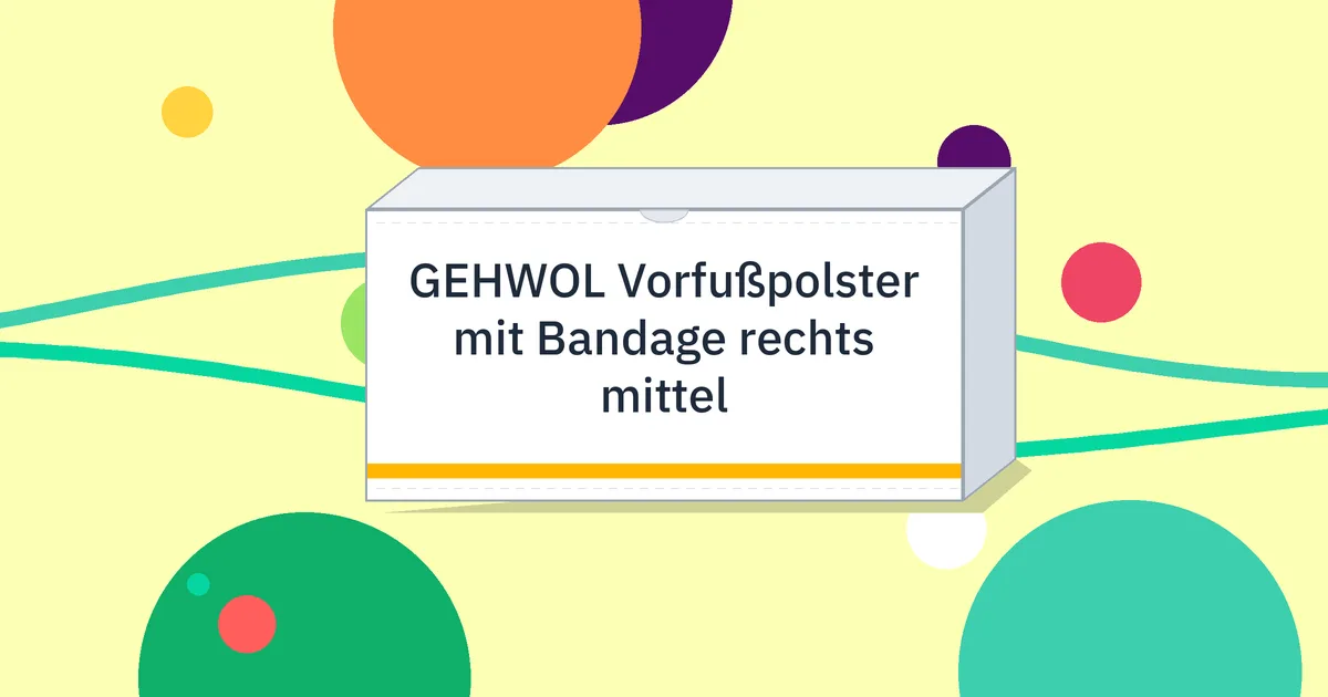 Symbolbild: Packung mit der Aufschrift GEHWOL Vorfußpolster mit Bandage rechts mittel (PZN 14129134) – Verfügbarkeit und Bezug in Apotheken in Frankfurt am Main