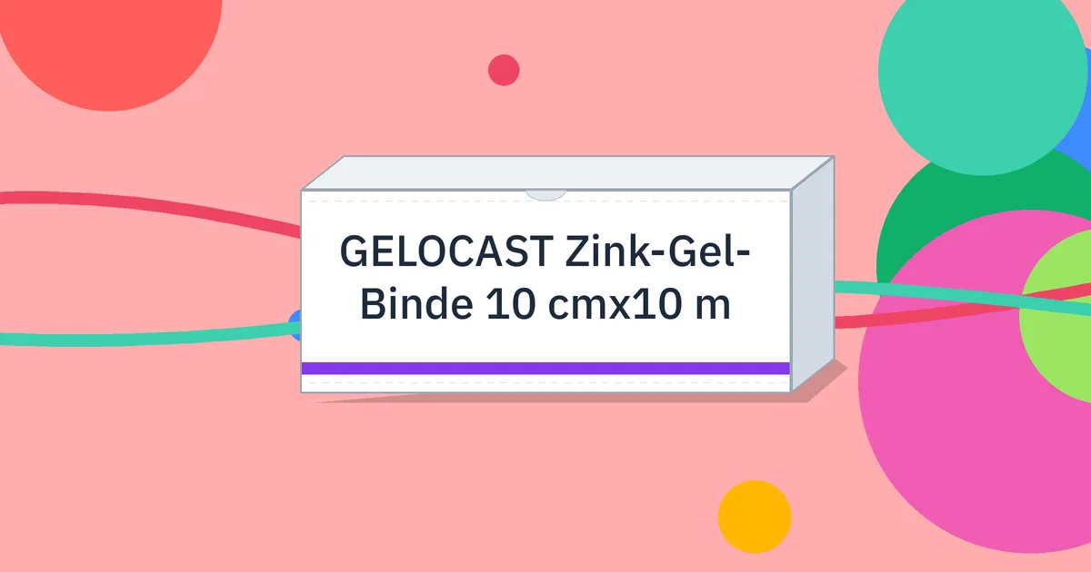 Symbolbild: Packung mit der Aufschrift GELOCAST Zink-Gel-Binde 10 cmx10 m (PZN 02470862) – Verfügbarkeit und Bezug in Apotheken in Frankfurt am Main