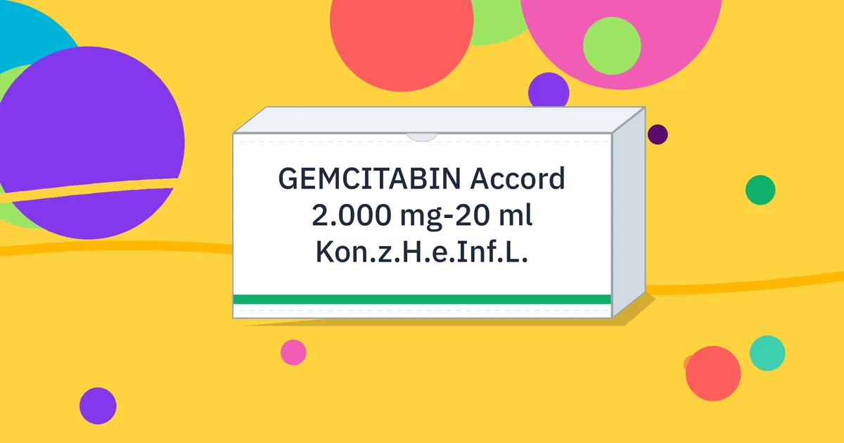 Symbolbild: Packung mit der Aufschrift GEMCITABIN Accord 2.000 mg-20 ml Kon.z.H.e.Inf.L. (PZN 03068501) – Verfügbarkeit und Bezug in Apotheken in Frankfurt am Main
