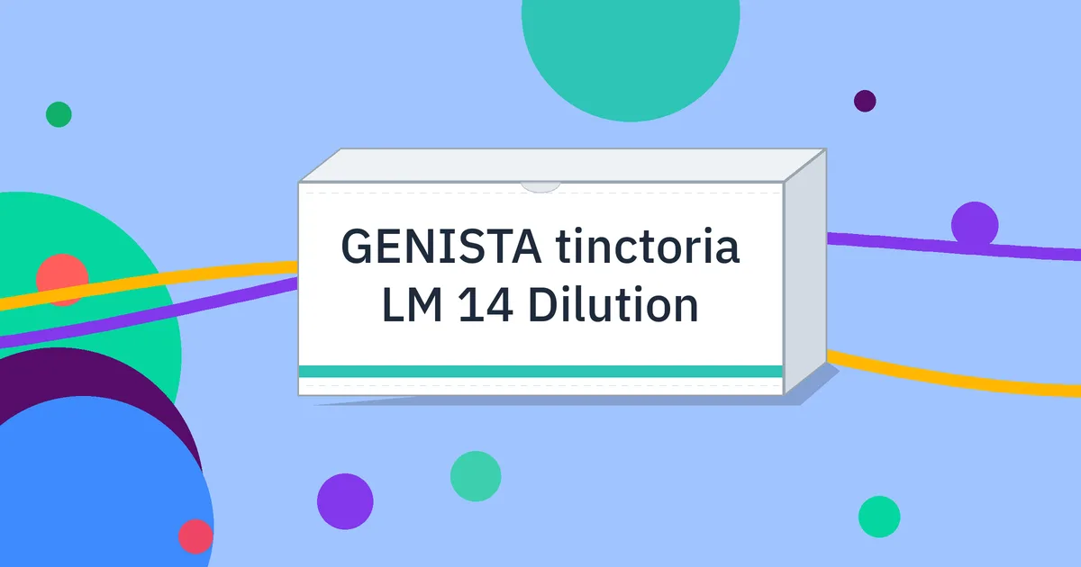 Symbolbild: Packung mit der Aufschrift GENISTA tinctoria LM 14 Dilution (PZN 13499484) – Verfügbarkeit und Bezug in Apotheken in Frankfurt am Main