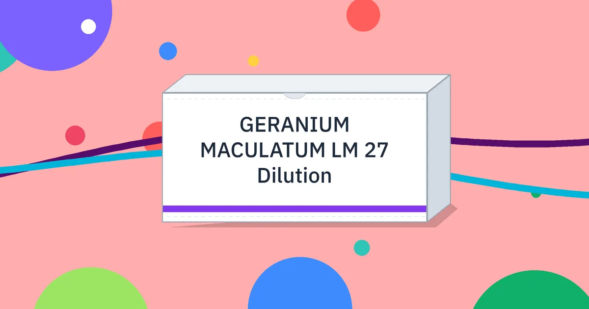 Symbolbild: Packung mit der Aufschrift GERANIUM MACULATUM LM 27 Dilution (PZN 12876855) – Verfügbarkeit und Bezug in Apotheken in Frankfurt am Main