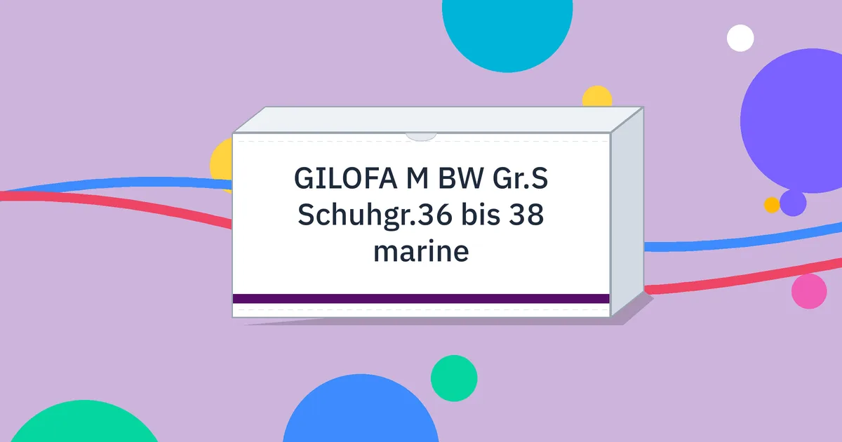 Symbolbild: Packung mit der Aufschrift GILOFA M BW Gr.S Schuhgr.36 bis 38 marine (PZN 16724148) – Verfügbarkeit und Bezug in Apotheken in Frankfurt am Main