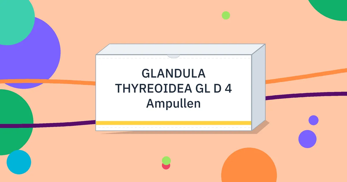 Symbolbild: Packung mit der Aufschrift GLANDULA THYREOIDEA GL D 4 Ampullen (PZN 02831076) – Verfügbarkeit und Bezug in Apotheken in Frankfurt am Main