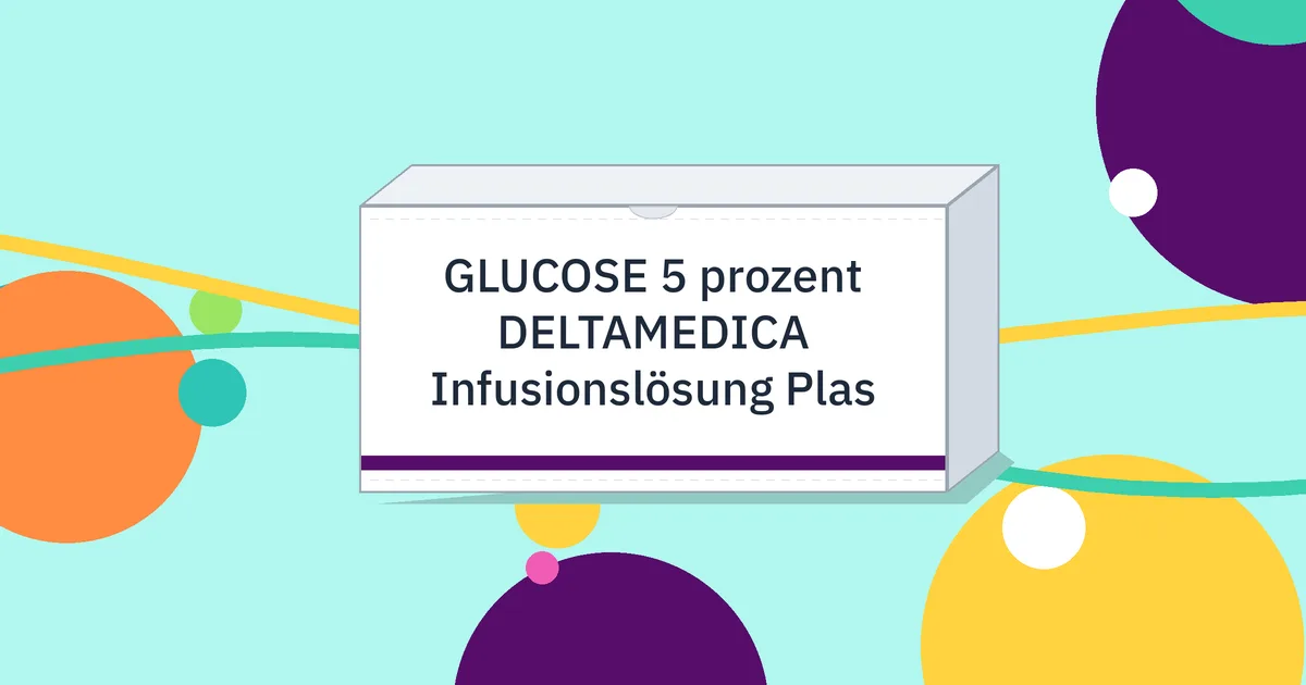 Symbolbild: Packung mit der Aufschrift GLUCOSE 5 prozent DELTAMEDICA Infusionslösung Plas (PZN 02349422) – Verfügbarkeit und Bezug in Apotheken in Frankfurt am Main