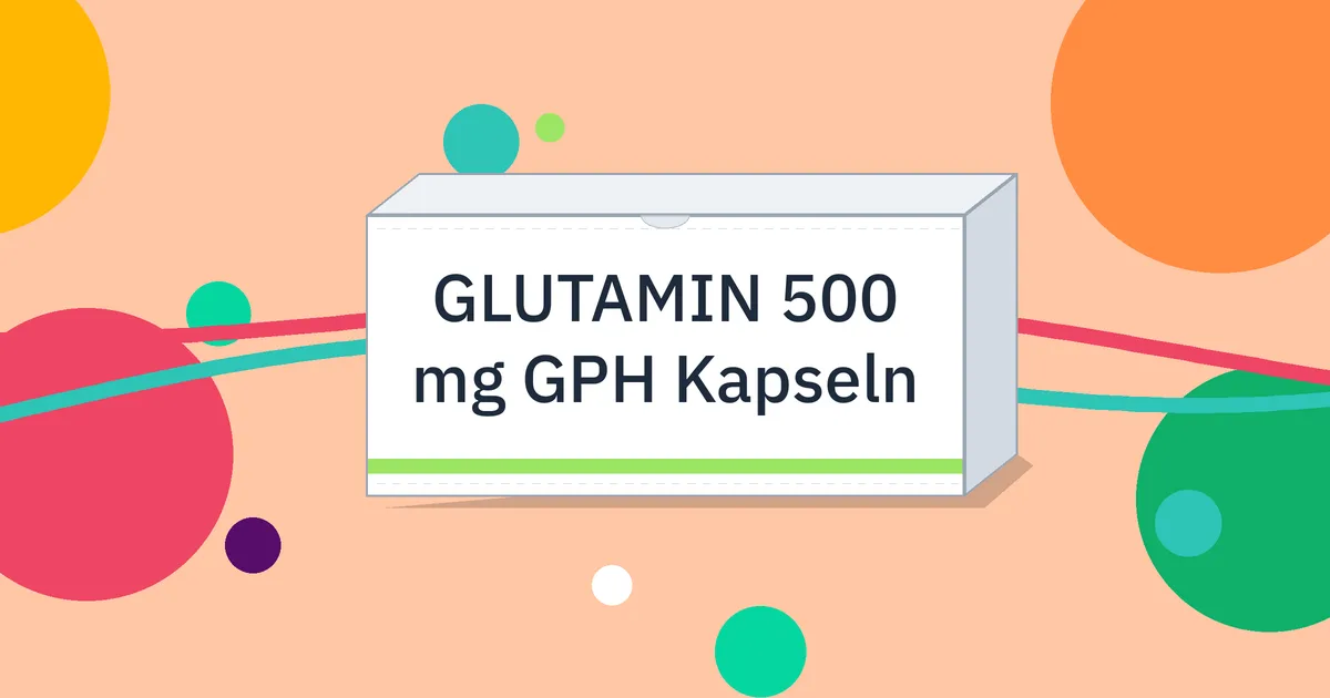 Symbolbild: Packung mit der Aufschrift GLUTAMIN 500 mg GPH Kapseln (PZN 00128036) – Verfügbarkeit und Bezug in Apotheken in Frankfurt am Main