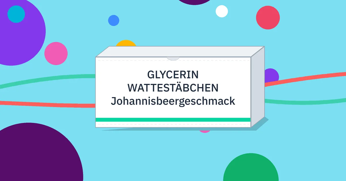 Symbolbild: Packung mit der Aufschrift GLYCERIN WATTESTÄBCHEN Johannisbeergeschmack (PZN 08725990) – Verfügbarkeit und Bezug in Apotheken in Frankfurt am Main