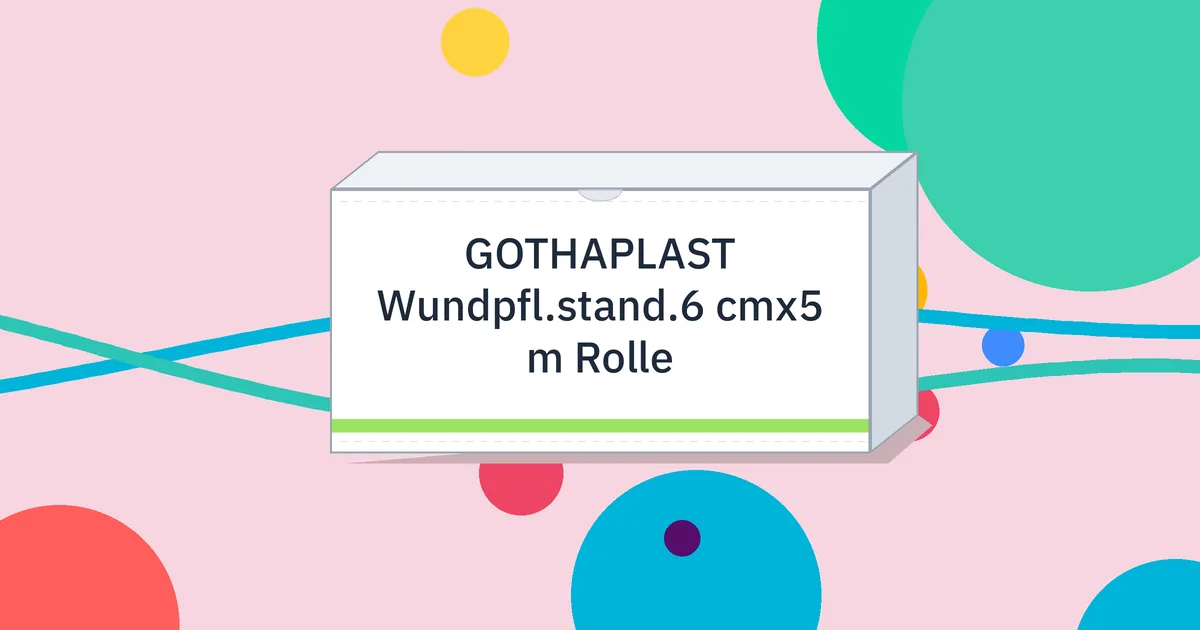 Symbolbild: Packung mit der Aufschrift GOTHAPLAST Wundpfl.stand.6 cmx5 m Rolle (PZN 04951330) – Verfügbarkeit und Bezug in Apotheken in Frankfurt am Main