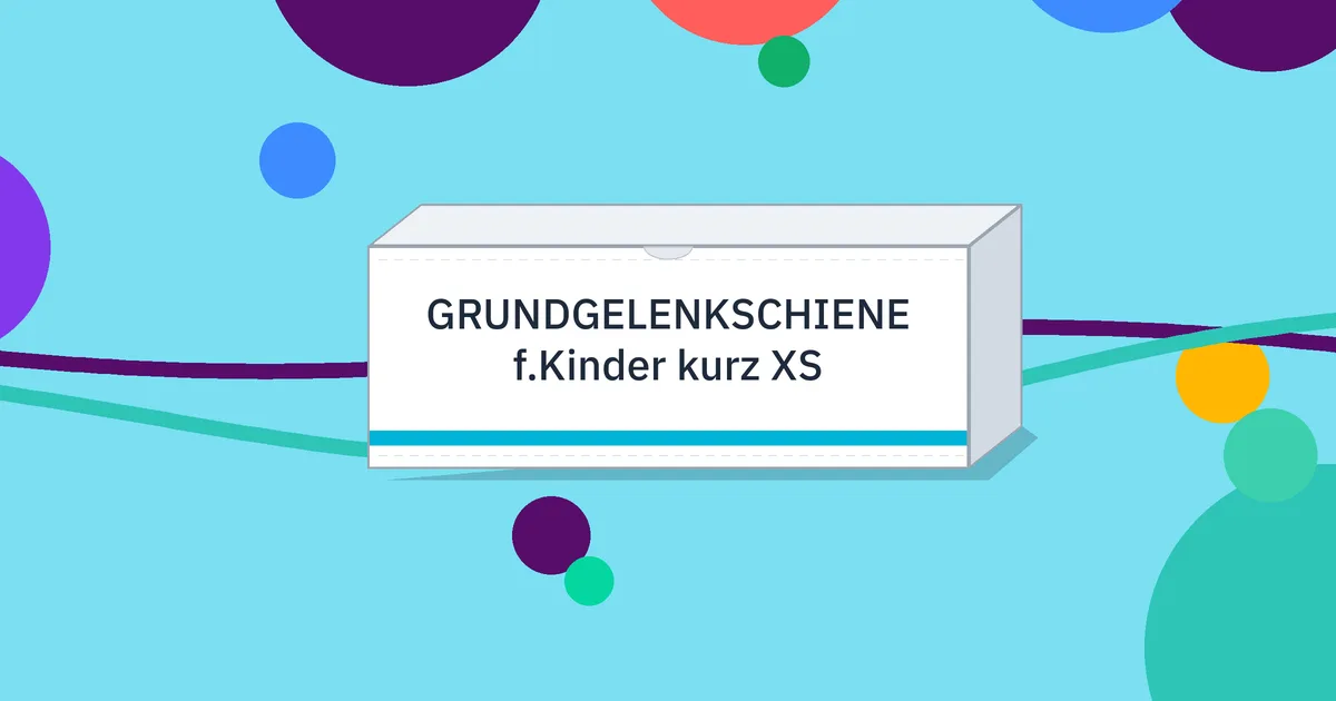 Symbolbild: Packung mit der Aufschrift GRUNDGELENKSCHIENE f.Kinder kurz XS (PZN 02072127) – Verfügbarkeit und Bezug in Apotheken in Frankfurt am Main