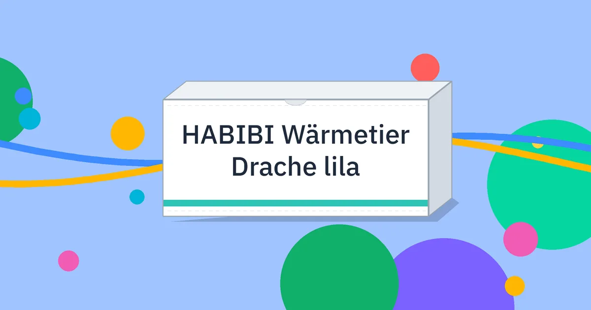 Symbolbild: Packung mit der Aufschrift HABIBI Wärmetier Drache lila (PZN 15747383) – Verfügbarkeit und Bezug in Apotheken in Frankfurt am Main
