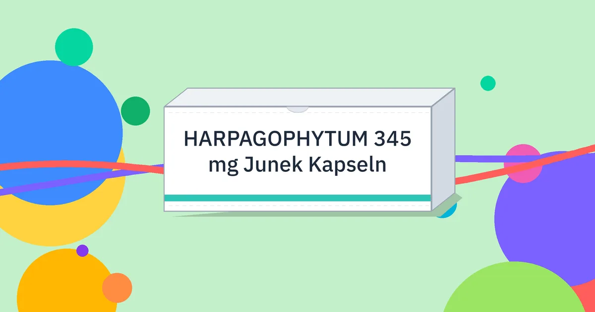 Symbolbild: Packung mit der Aufschrift HARPAGOPHYTUM 345 mg Junek Kapseln (PZN 20856789) – Verfügbarkeit und Bezug in Apotheken in Frankfurt am Main