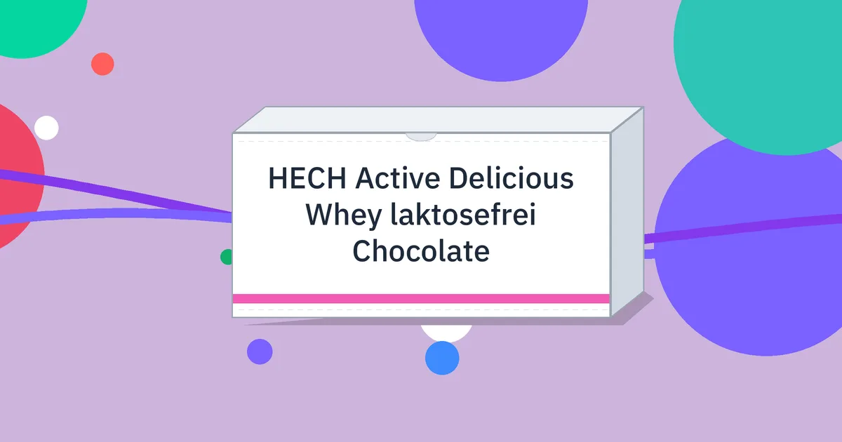 Symbolbild: Packung mit der Aufschrift HECH Active Delicious Whey laktosefrei Chocolate (PZN 16330662) – Verfügbarkeit und Bezug in Apotheken in Frankfurt am Main