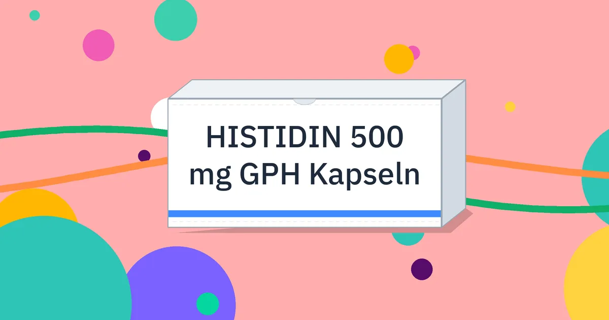Symbolbild: Packung mit der Aufschrift HISTIDIN 500 mg GPH Kapseln (PZN 00128131) – Verfügbarkeit und Bezug in Apotheken in Frankfurt am Main